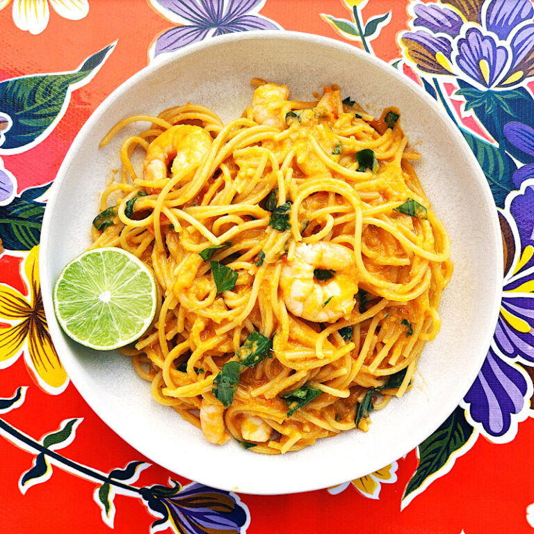 Cremige Thai-Spaghetti mit Kokos und Shrimps - Zuckerkringel